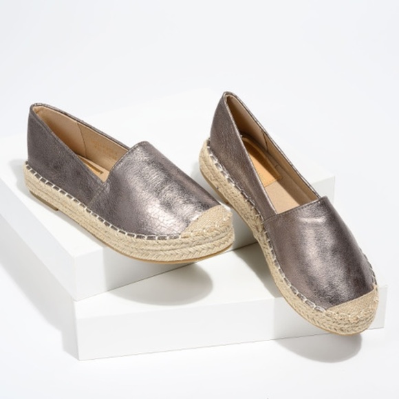 SunnyMia | Shoes | Metallic Pewter Espadrille Flats | Poshmark